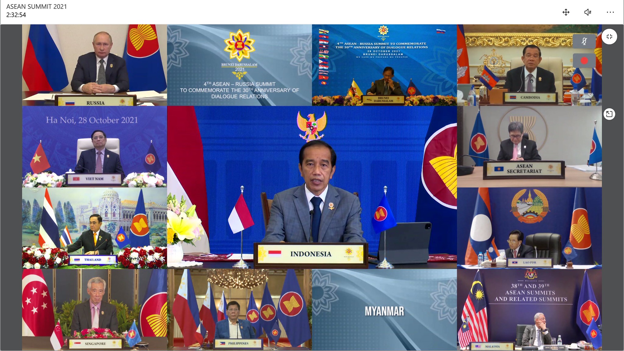 4th Asean Russia Summit To Commemorate The 30th Anniversary Of